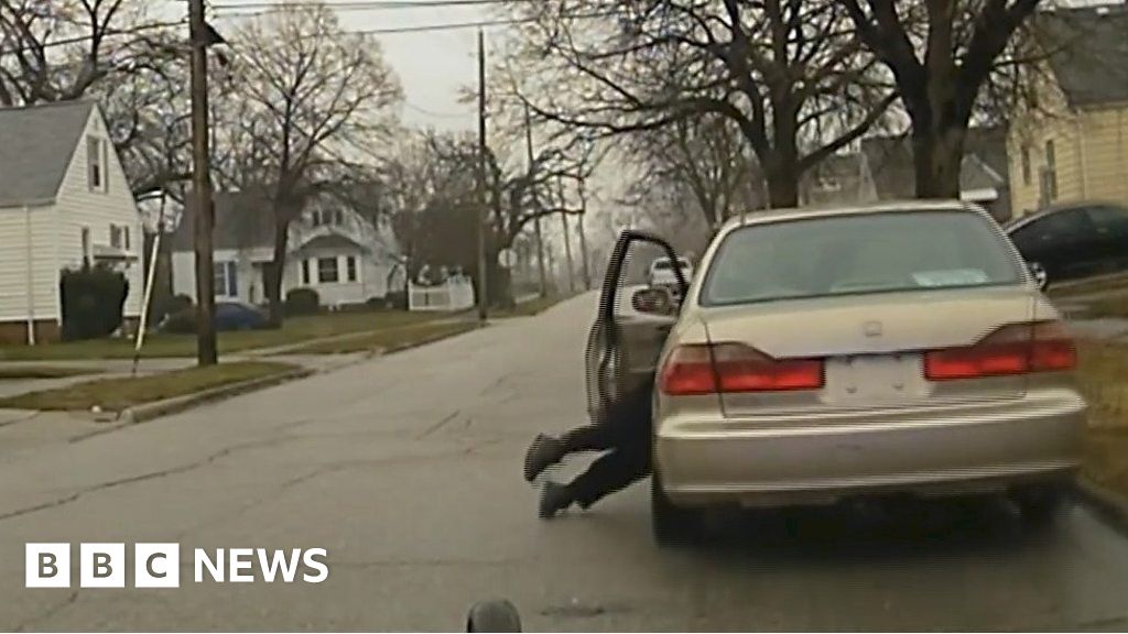 Terrifying Moment Ohio Cop Is Dragged By Drug Suspects Car Bbc News