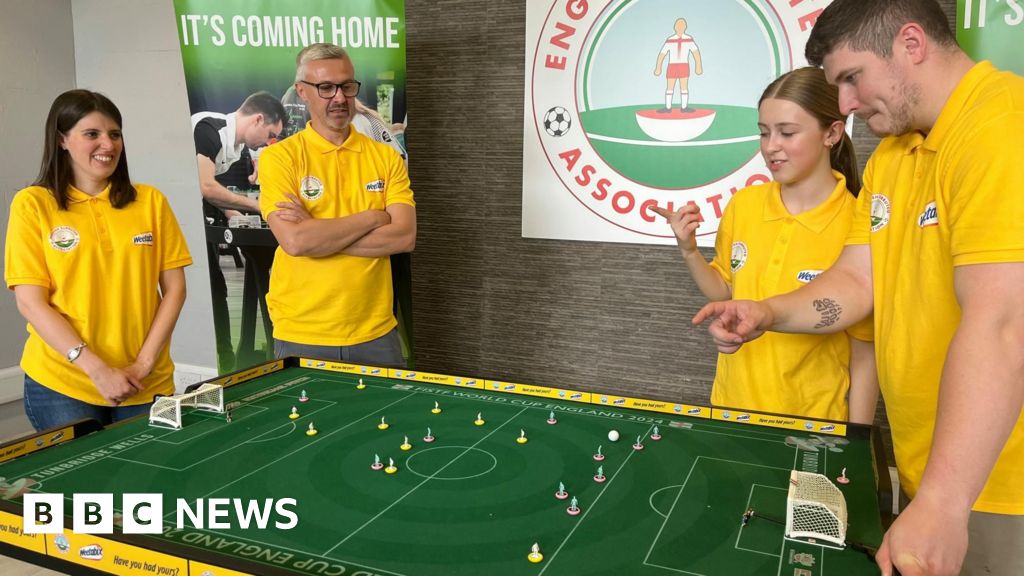 Team England practise in Milton Keynes for Subbuteo World Cup - BBC News