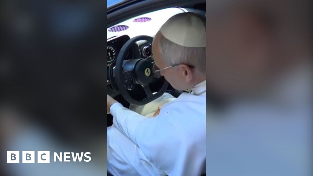 Pope Leo inspects Ferrari's first fully electric vehicle - BBC News