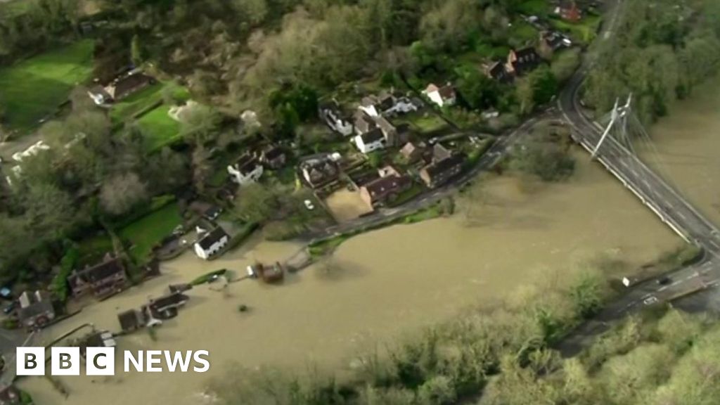 Helicopter Footage Shows Scale Of Flooding In Ironbridge Bbc News