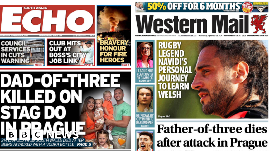 Wales' papers: Dad-of-three killed on stag do in Prague