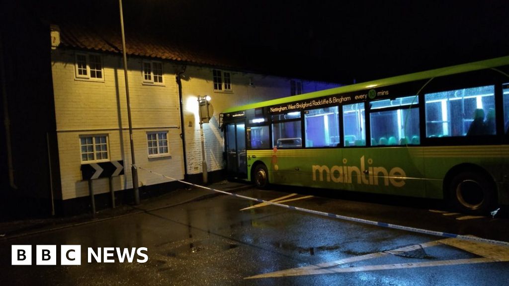Nottinghamshire bus crashes into house after collision - BBC News