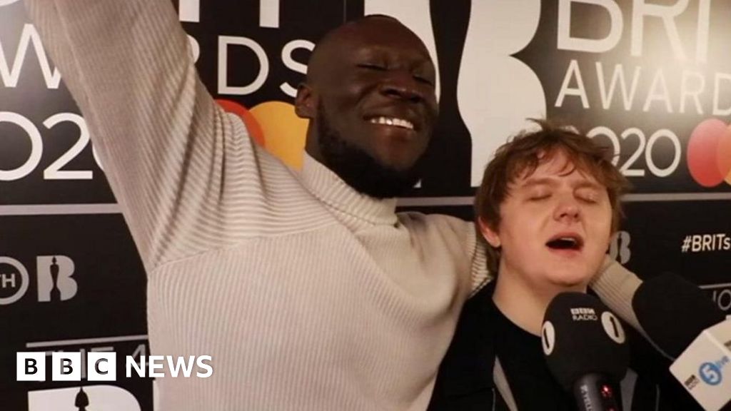 Stormzy and Lewis Capaldi meet backstage at the Brits - BBC News