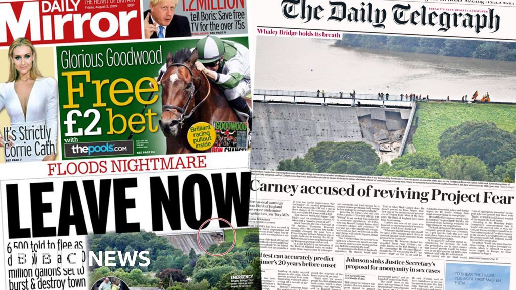 Newspaper headlines: Dam 'nightmare' and Bank of England prediction ...
