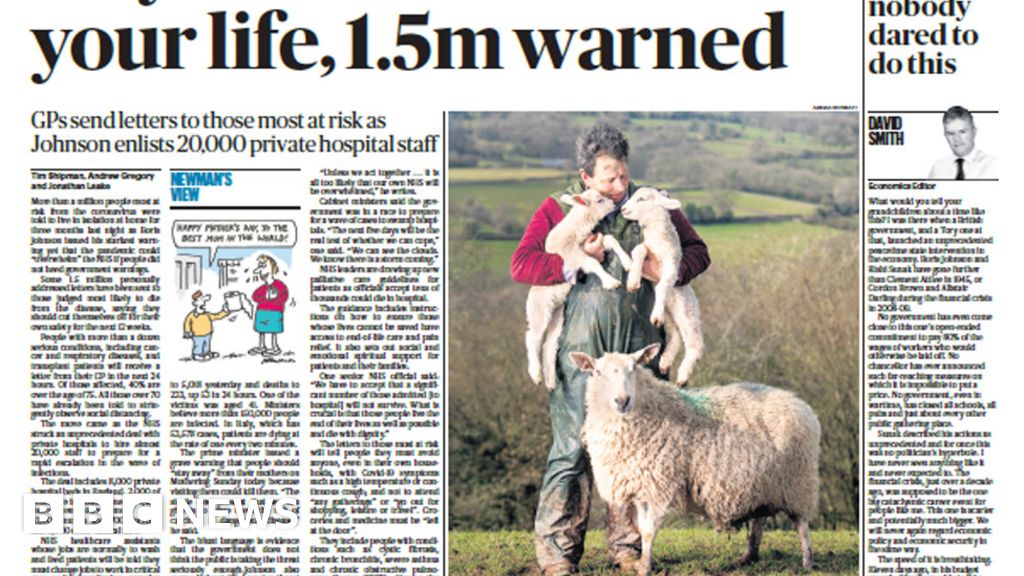 Newspaper headlines: 'Stay home alone to save your life' - BBC News