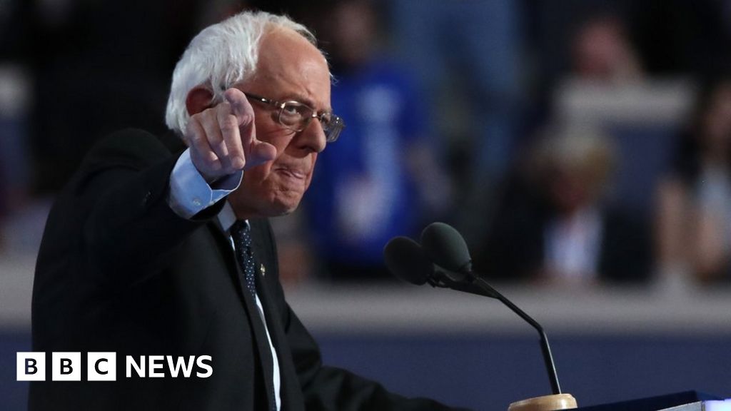 Bernie Sanders 'stands with her' against Donald Trump - BBC News