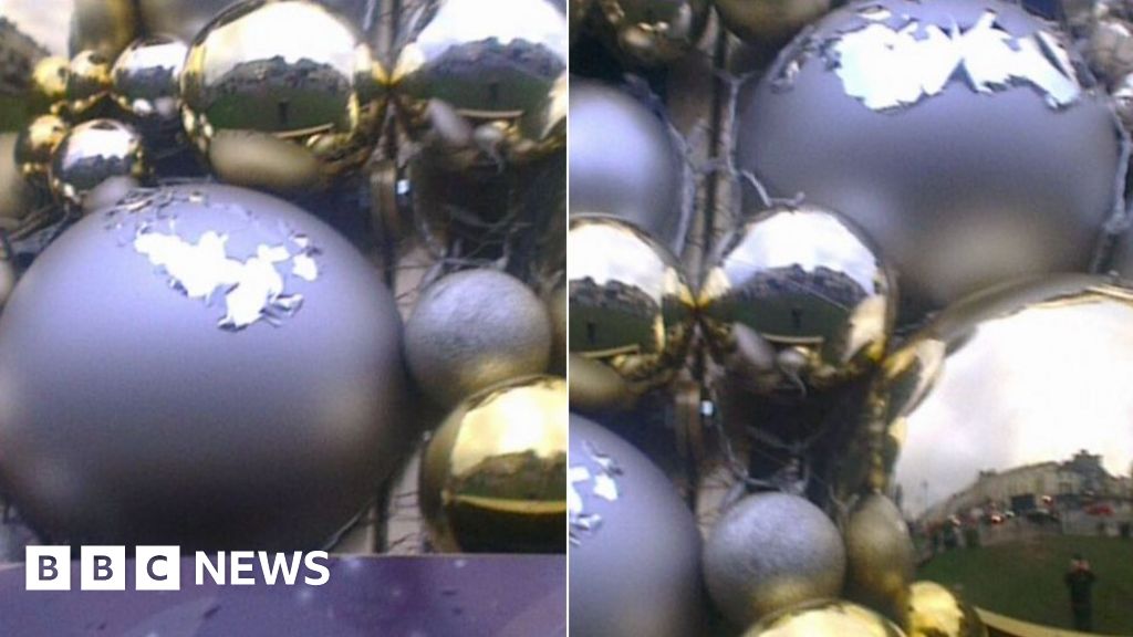 Controversial Cardiff Christmas tree 'peeling' - BBC News