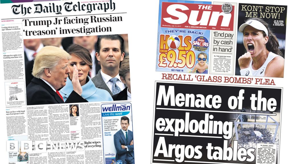 Newspaper headlines: Trump Jr 'treason', and 'Jo the Konquerer'