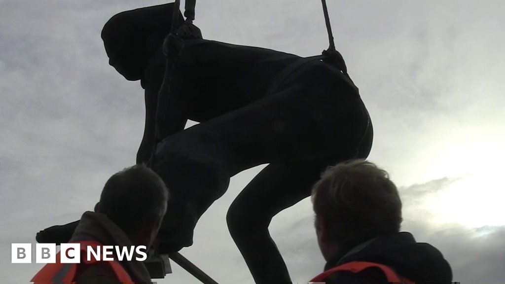 Watch the UK's largest bronze sculpture arrive in Devon - BBC News