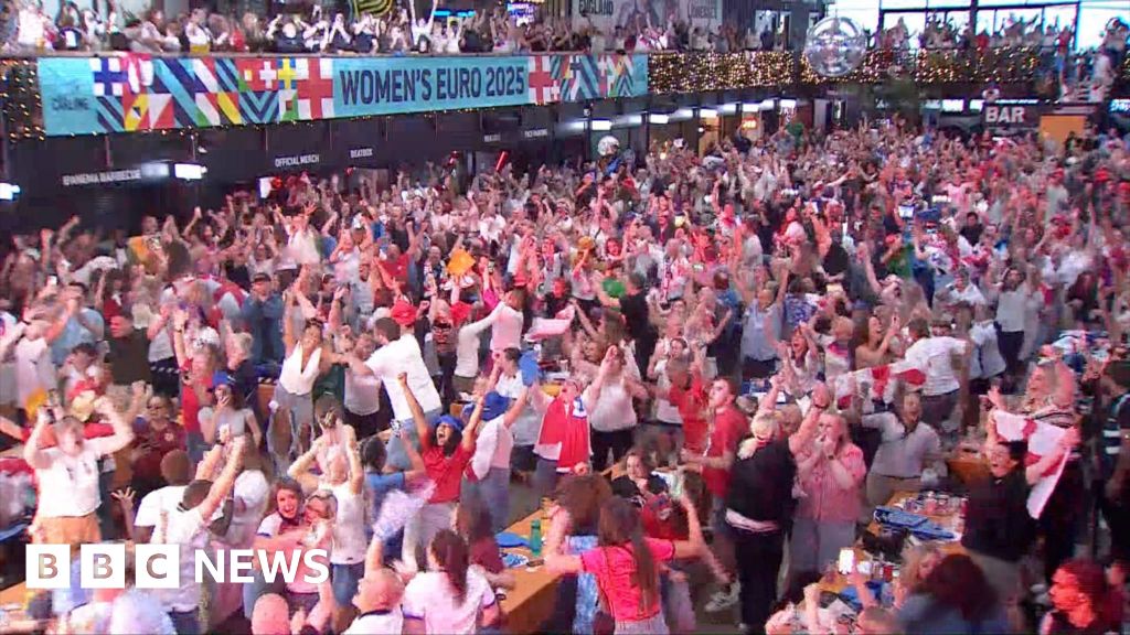 Euro 2025: Fans go wild in Boxpark after England win - BBC News