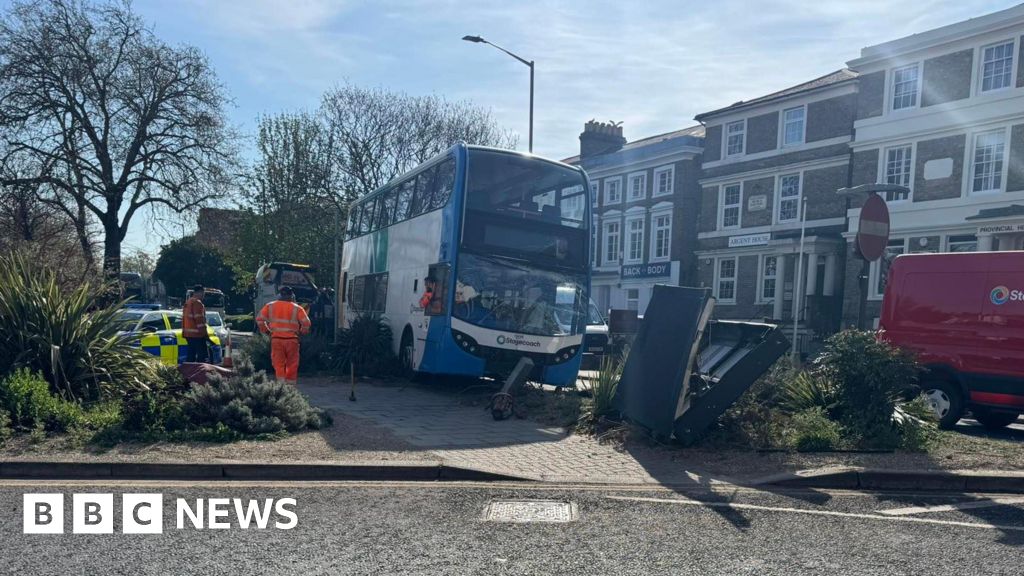 Bedford bus crashes into digital parking display board