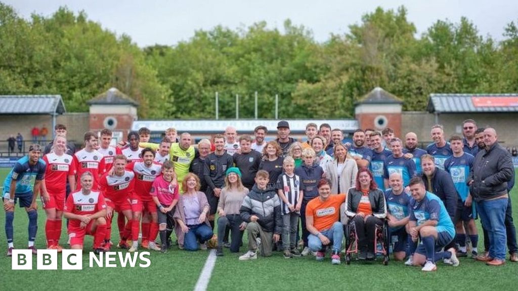 Dorchester celebrity football match raises £15,000 for charity - BBC News