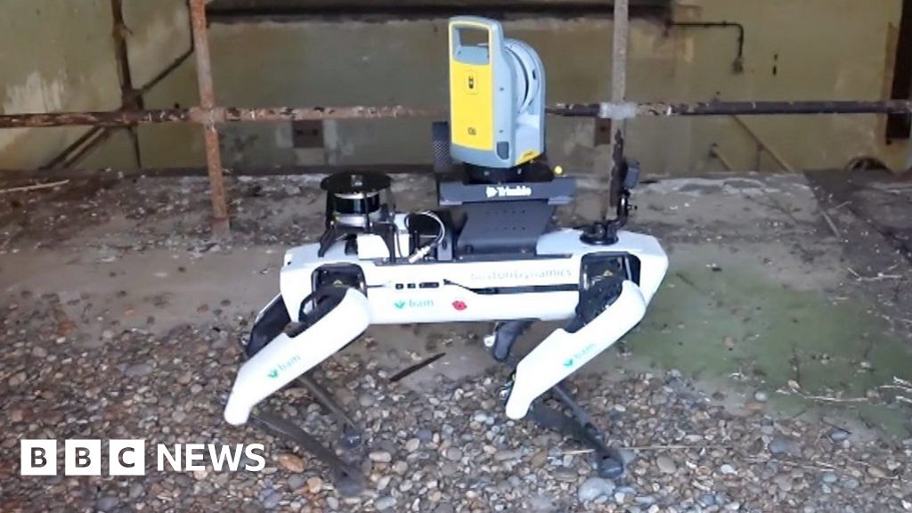 Orford Ness: Robotic 'dog' in action at Cold War site