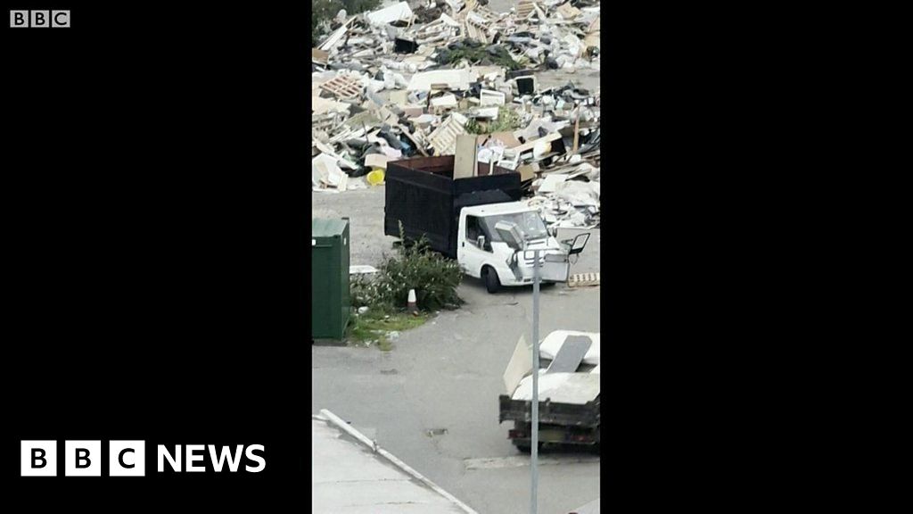 Van loads of waste fly-tipped on Network Rail site - BBC News