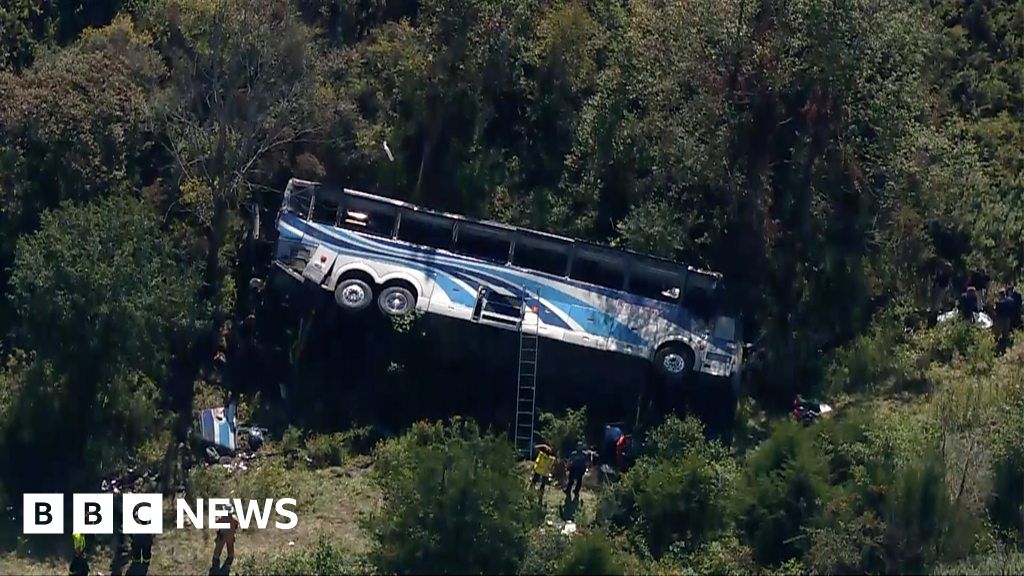 Aerials show ‘mass casualty’ crash of bus carrying students