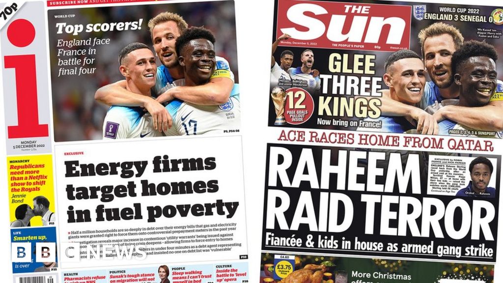 Newspaper headlines: 'Three Lions roar' and Sterling raid 'terror ...