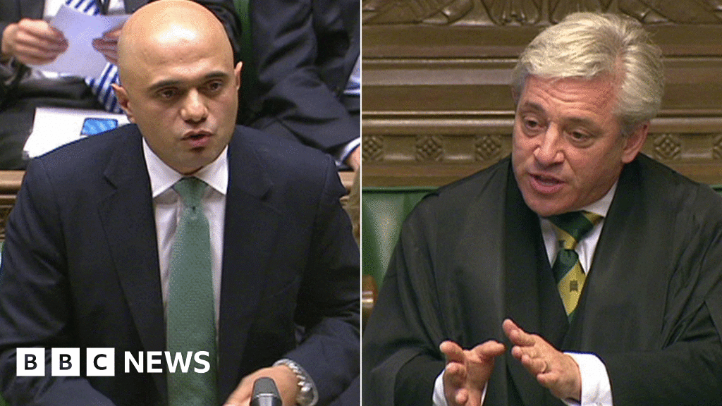 Speaker John Bercow accuses Sajid Javid of 'incompetence' - BBC News