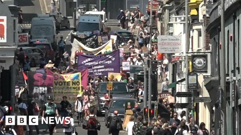 Brighton students and lecturers protest against university job cuts ...