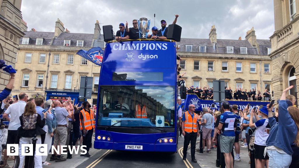 Open-top bus parade for Bath's Premiership winning rugby players