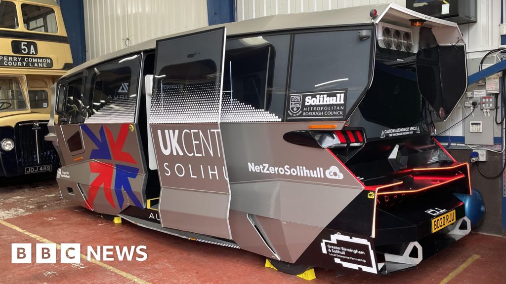 Driverless Auto Shuttle bus on display at Transport Museum Wythall
