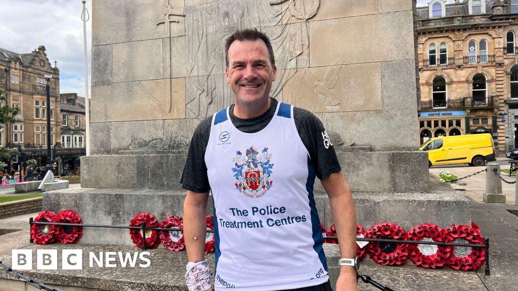 Retiring police sergeant Paul Cording takes on running challenge - BBC News