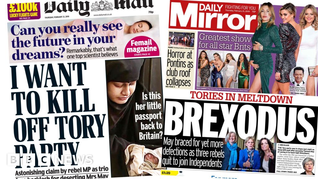 Newspaper Headlines I Want To Kill Off Tory Party