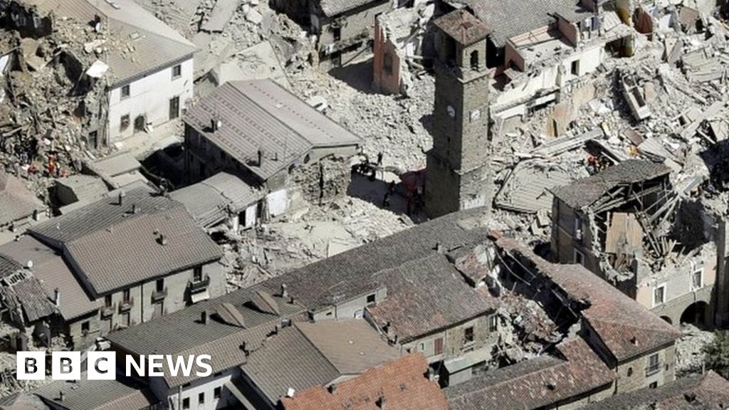 In pictures: Aerial shots of earthquake-hit Italy - BBC News