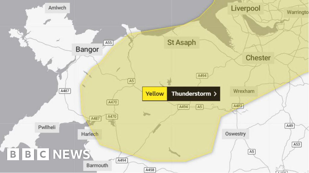 Thunderstorms and rain warning issued for north Wales - BBC News