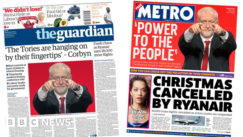 Newspaper headlines: Corbyn speech and US trade war? - BBC News