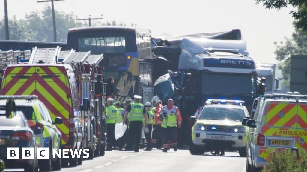 A47 crash: Two dead in bus and lorry collision - BBC News