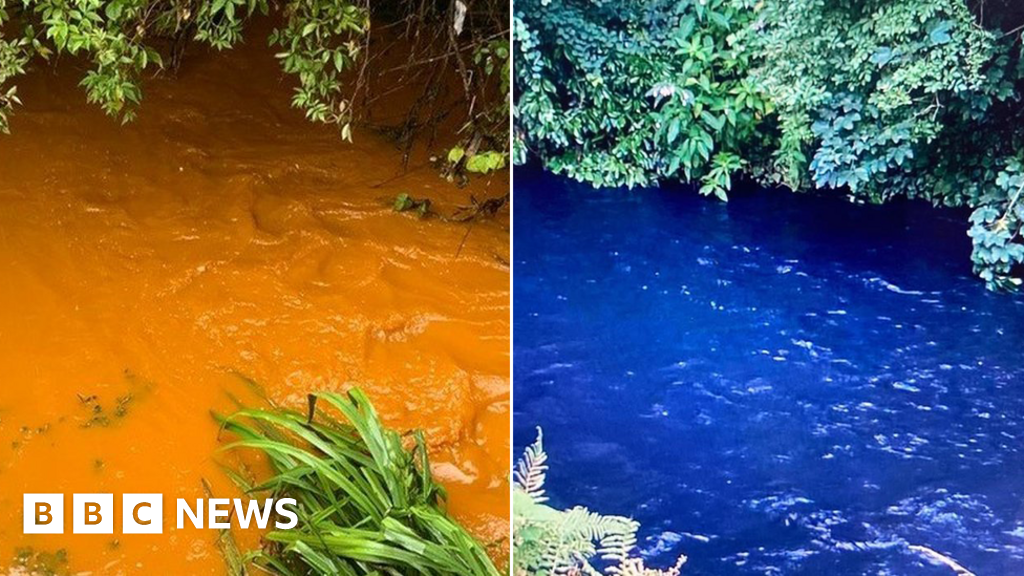 River Trent turns orange and blue after clothing dyes released - BBC News