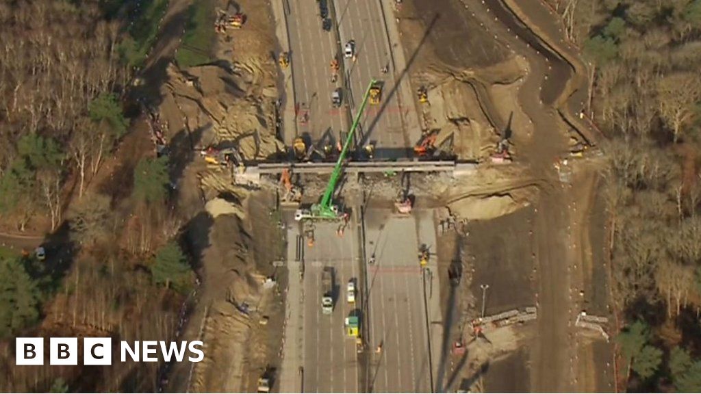 Watch: Stretch of the M25 emptied to allow roadworks - BBC News