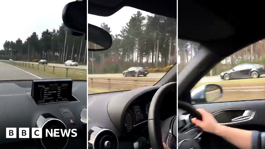 Video shows driver going wrong way along dual carriageway - BBC News