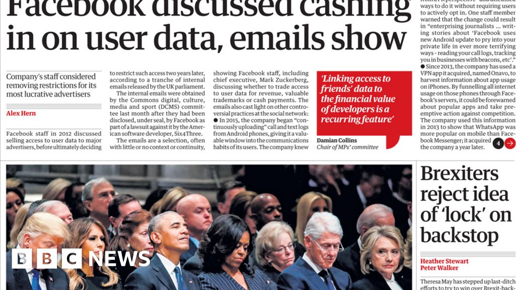 Newspaper headlines: Data concerns put Facebook on front pages - BBC News