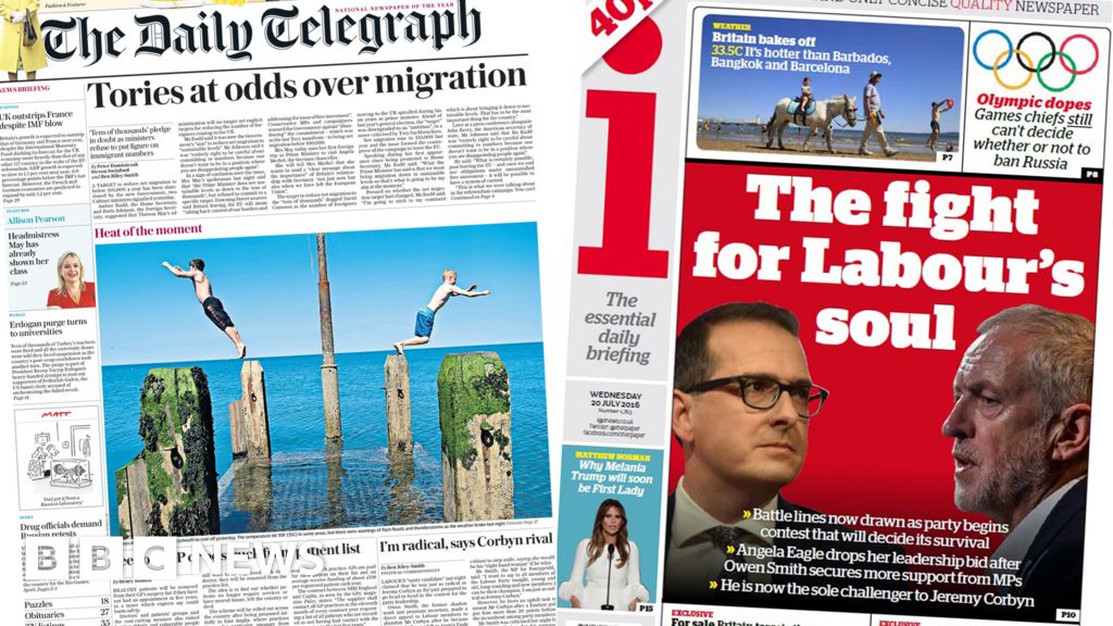 Newspaper headlines: Migration target row and 'fight for Labour's soul ...