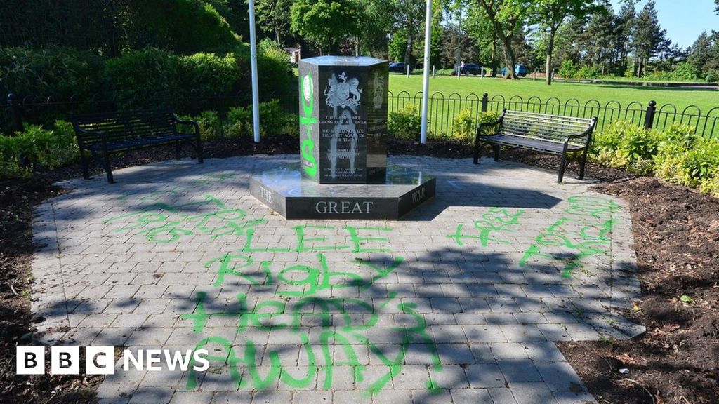 Belfast: Paint daubed on Woodvale Park war memorial - BBC News