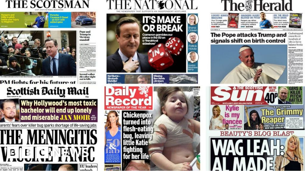 Scotland's papers: PM's EU 'battle' and Pope versus Trump - BBC News
