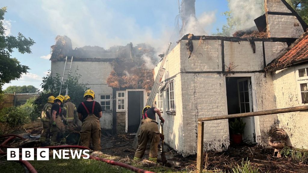 Wiltshire builders save woman and dogs from burning home - BBC News
