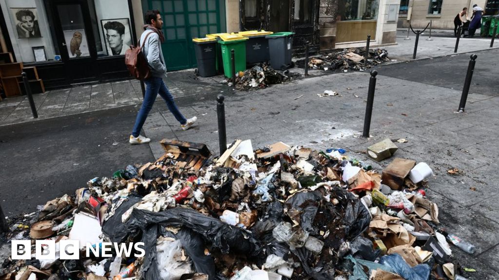 In pictures: Rubbish and fires in French protests