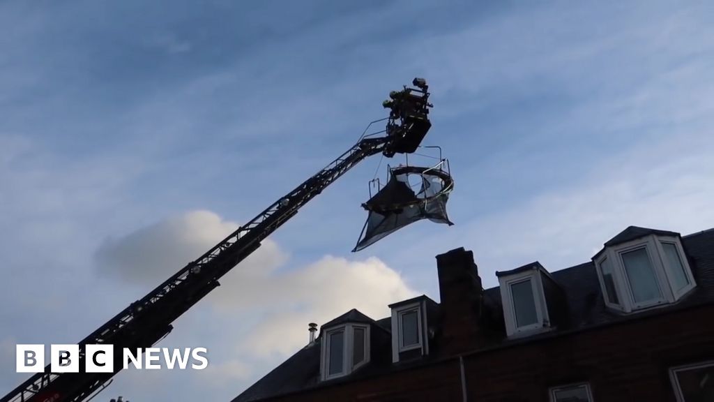 Firefighters rescue trampoline from roof of Galashiels house