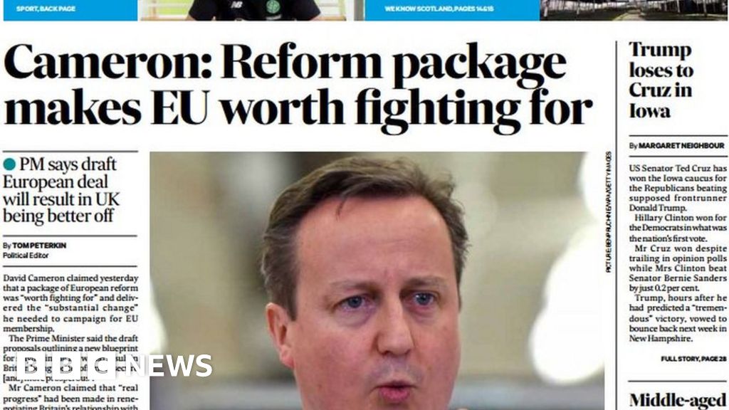 Scotland's papers: EU deal and secret flight to capture Snowden - BBC News