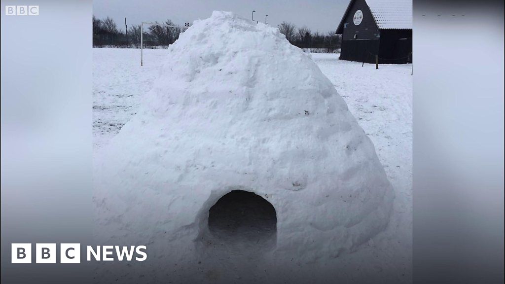 Inside an igloo built by friends in West Mersea, Essex - BBC News
