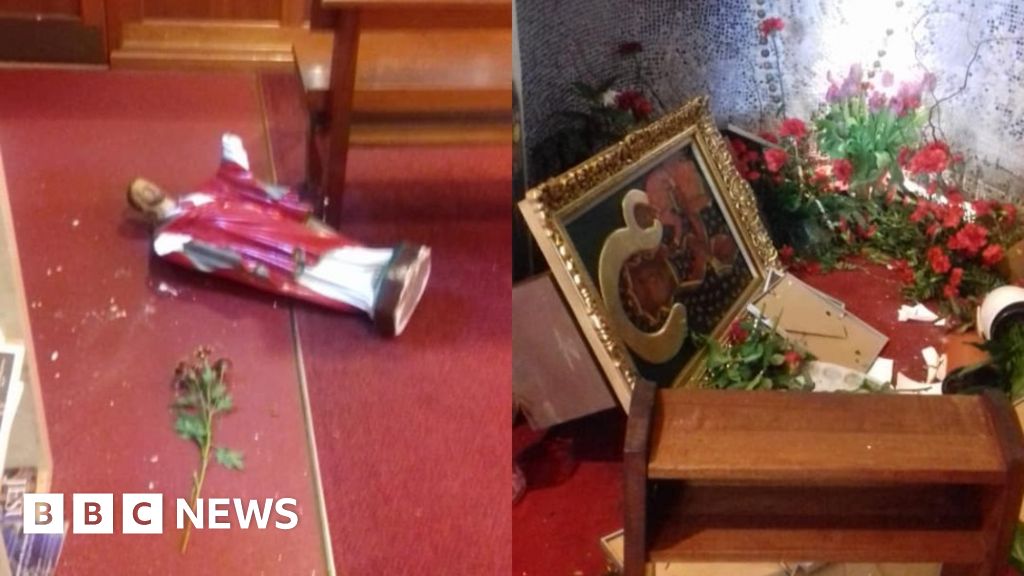 Archdiocese condemns 'shameful' attack on Catholic church - BBC News