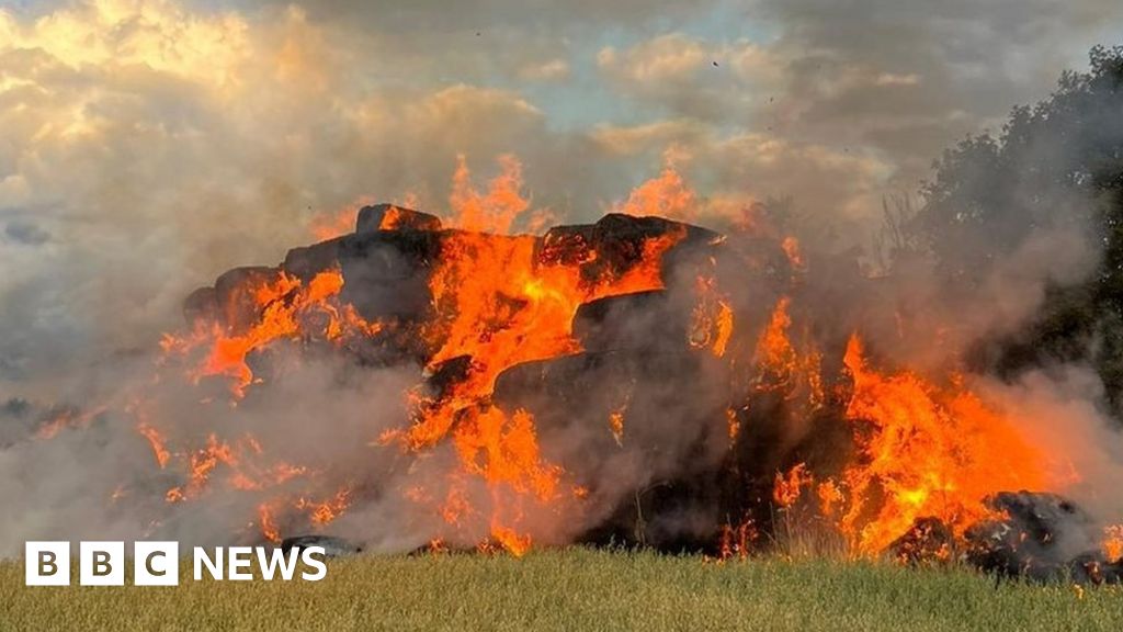 Farmer helps crews tackle Sheering haystack fire