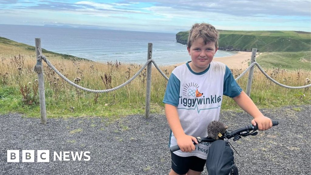 Berkshire boy, 8, cycles the UK to raise money for hedgehogs - BBC News
