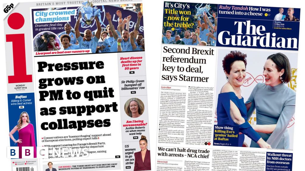 Newspaper headlines: Support for Conservatives 'collapses'