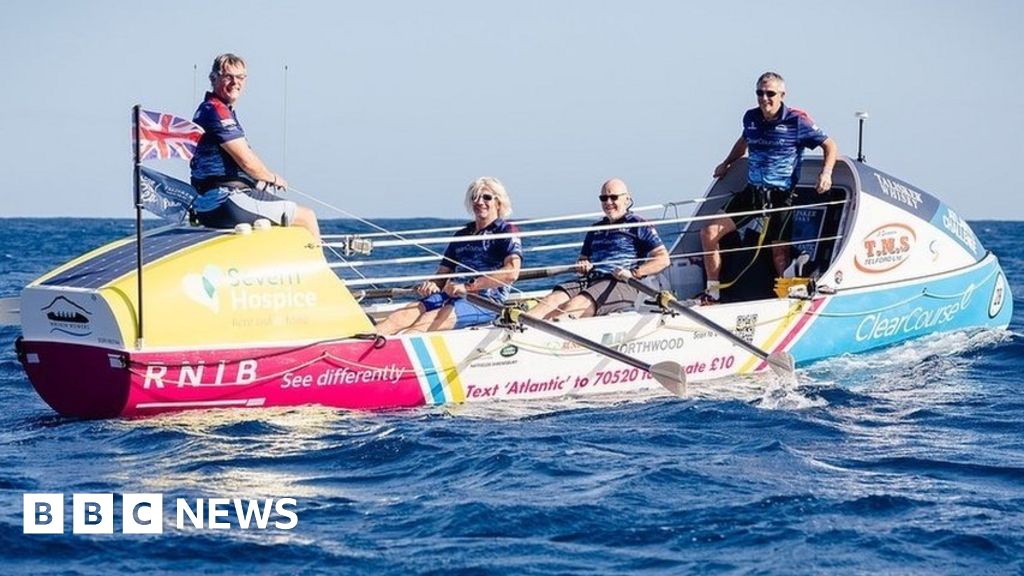 Wrekin Rowers' boat damaged by marlin attack in Atlantic - BBC News