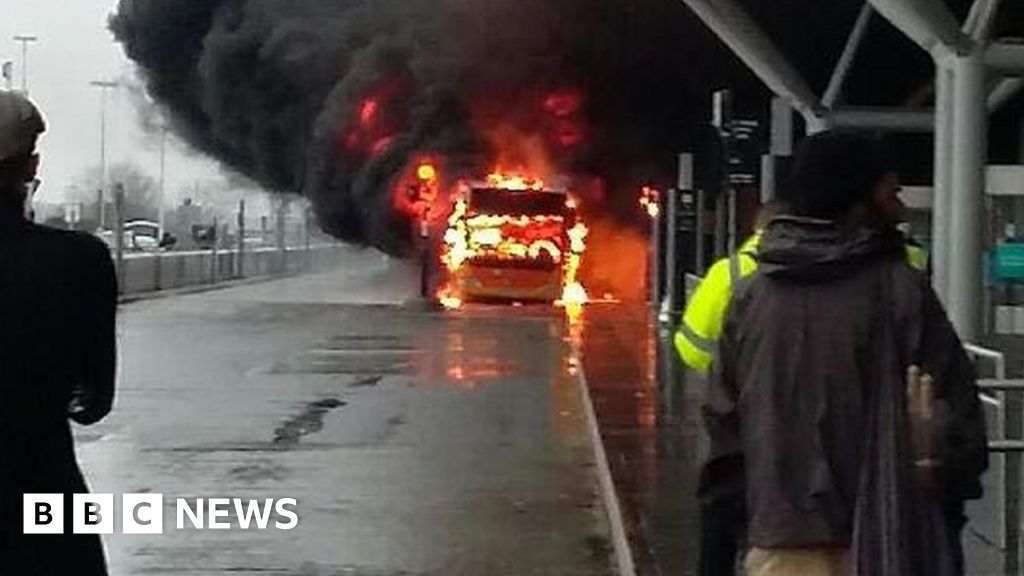 Stansted Airport fire forces cancellation of flights - BBC News