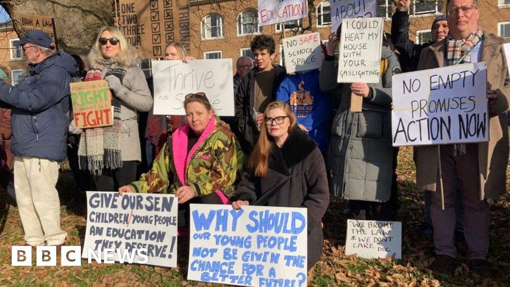 Parents protest against Devon County Council's SEND failures - BBC News