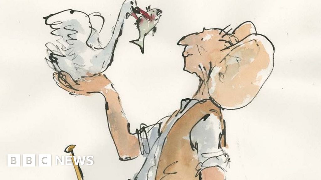 Sir Quentin Blake inks BFG and swan drawing for Bowes Museum - BBC News